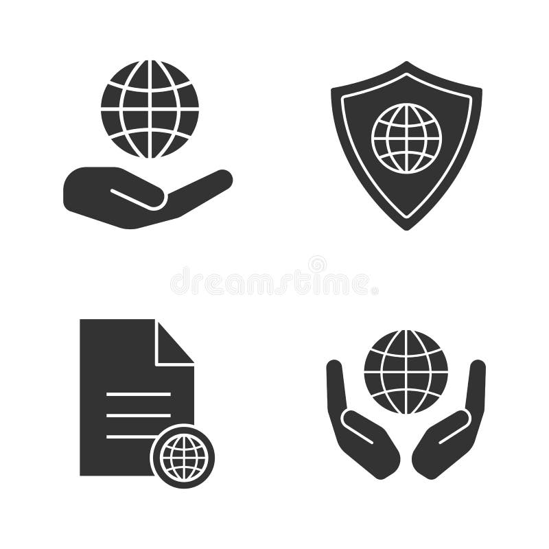 Safe Internet Connection Glyph Icons Set Stock Vector - Illustration of ...