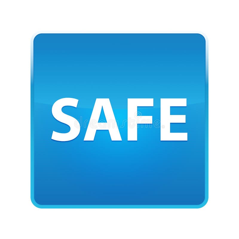 Safe Shiny Blue Square Button Stock Illustration - Illustration of ...