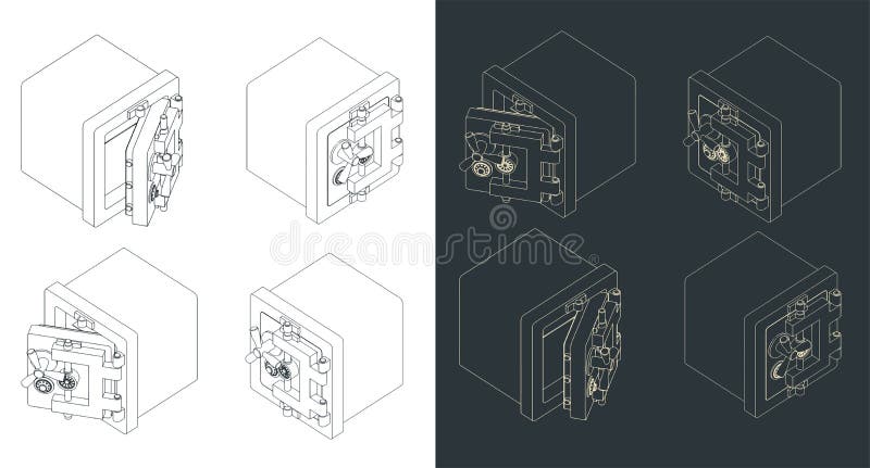 Safe with blueprints stock illustration. Illustration of architecture ...