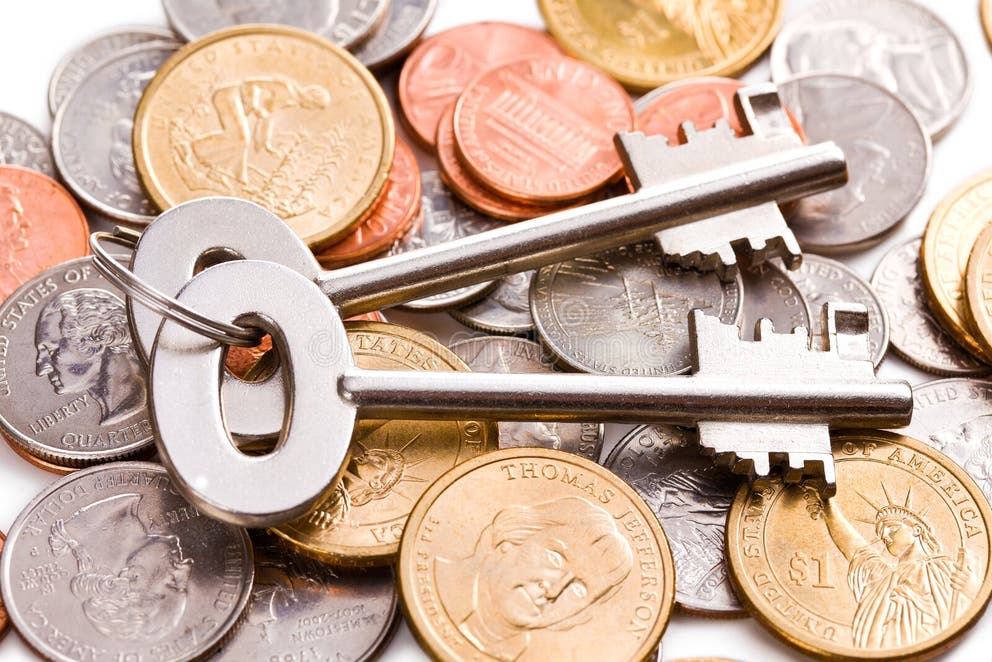 Safe key with coins stock image. Image of savings, bank - 22261807