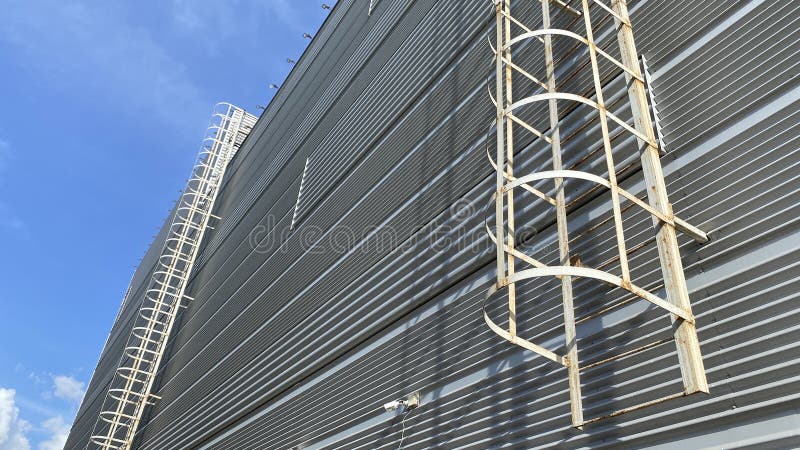 Safe Ladder Evacuation Exit on Building Wall Stock Photo - Image of ...