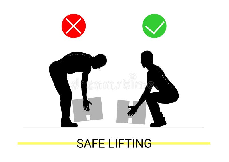 Safe Lifting. Silhouettes of People Lifting Weights. Stock Vector ...