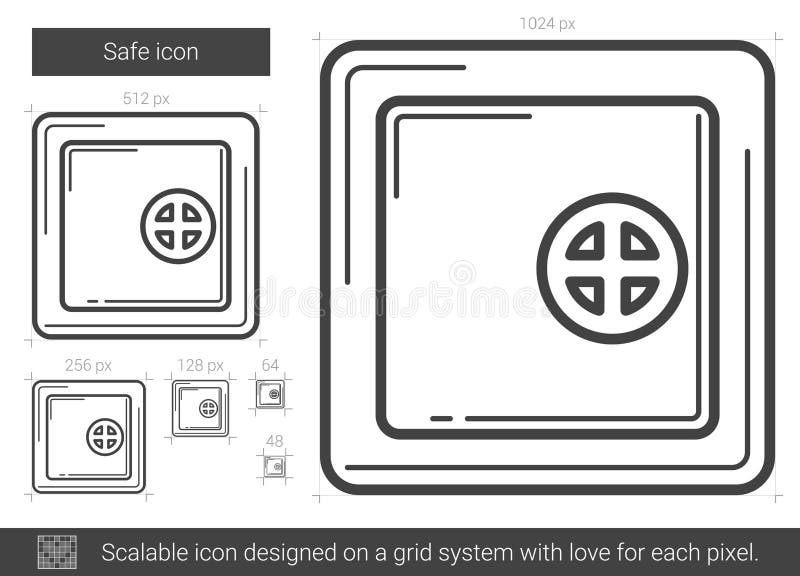 Safe line icon. stock vector. Illustration of bank, outline - 93881053