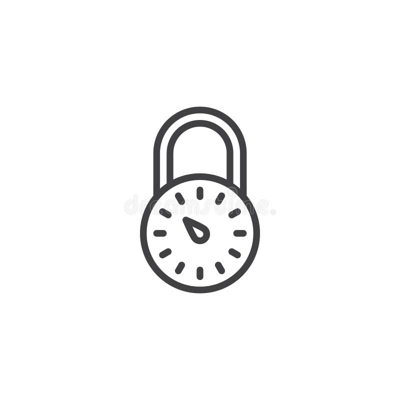 Safe lock outline icon stock vector. Illustration of padlock - 132462664