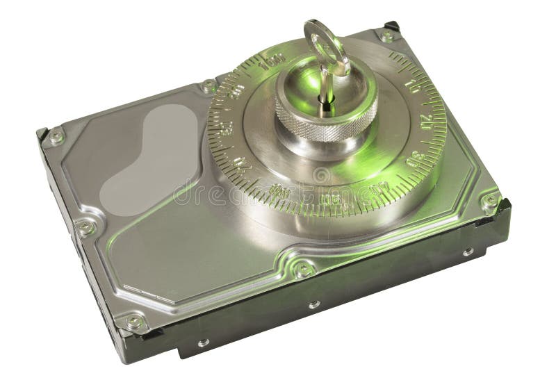 Safe Lock Secures Hard Disc in Green Stock Image - Image of studio ...