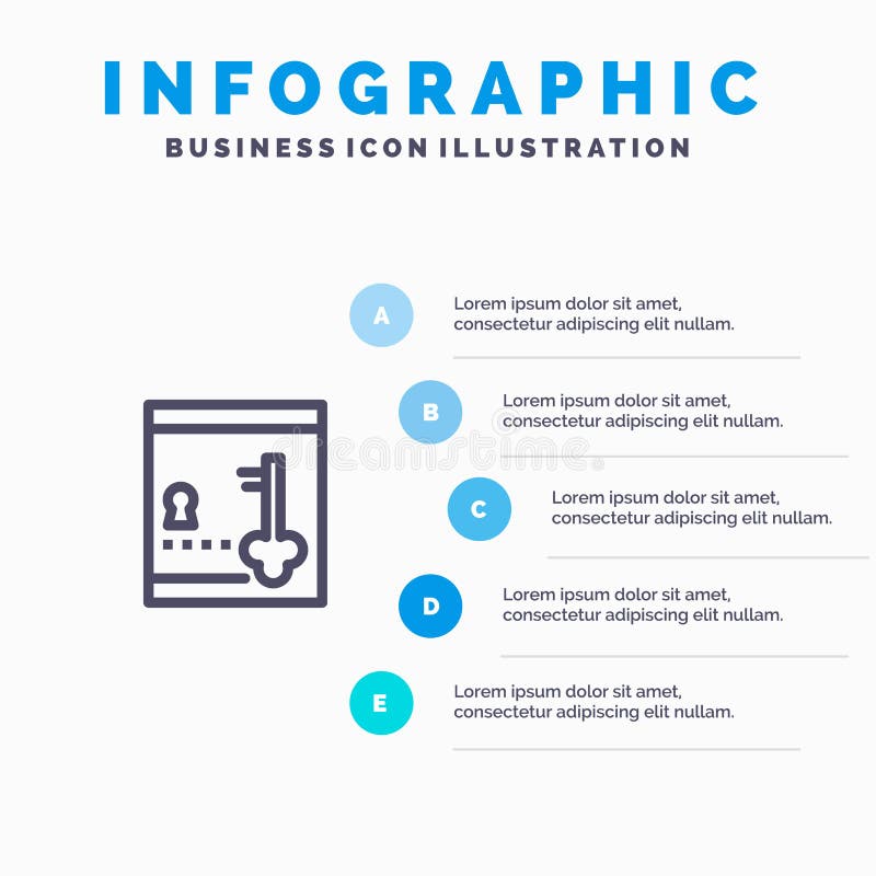 Safe, Locker, Lock, Key Line Icon with 5 Steps Presentation ...