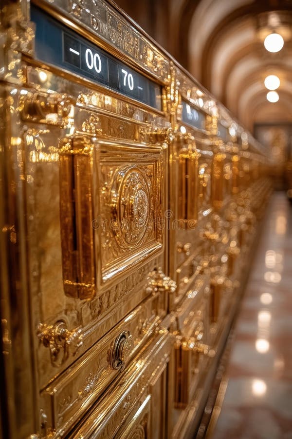 Safe Made of Gold in a Bank Vault. Bank Vault Stock Photo - Image of ...