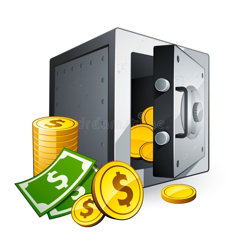 Safe and money stock vector. Illustration of rich, deposit - 9880115