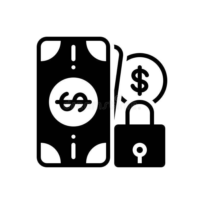 Black Solid Icon for Safe Money, Protection and Money Stock Vector ...