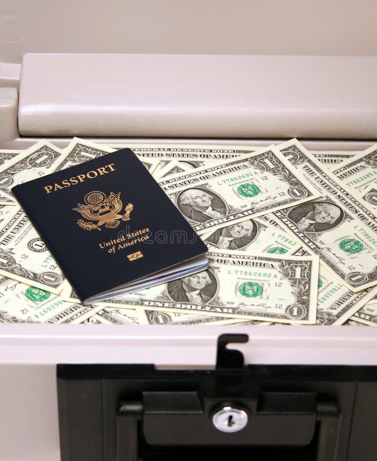 Safe Money and Passport stock image. Image of lock, business - 7905041