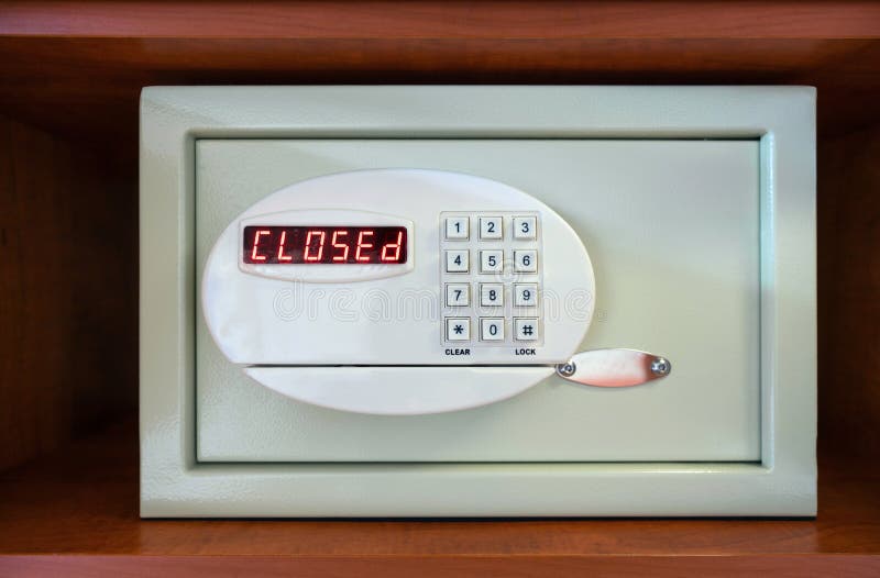A Safe with a Numeric Keypad Show a Bright Red CLOSED Message. the ...