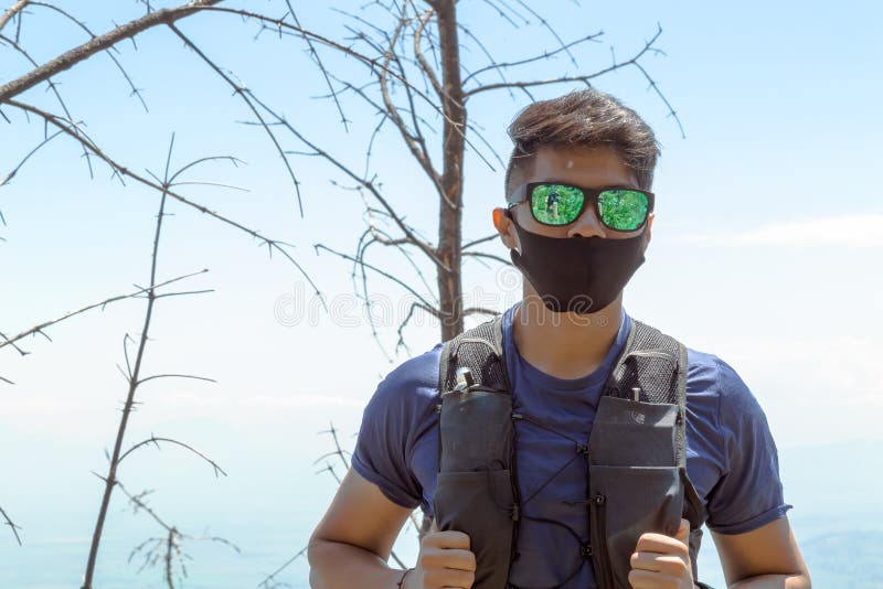 Safe Outdoor Activities with Face Mask Stock Photo - Image of explore ...