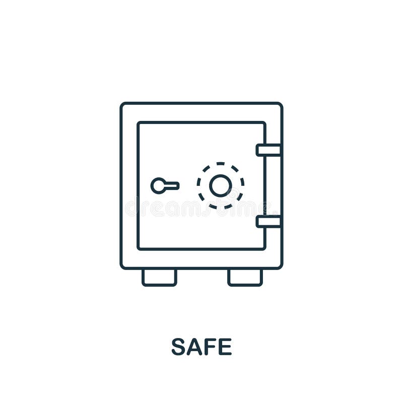 Safe Outline Vector Icon. Thin Line Black Safe Icon, Flat Vector Simple ...