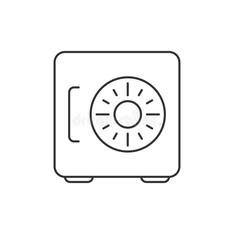 Safe Box Outline Icon Vector Sign and Symbol Isolated on White ...