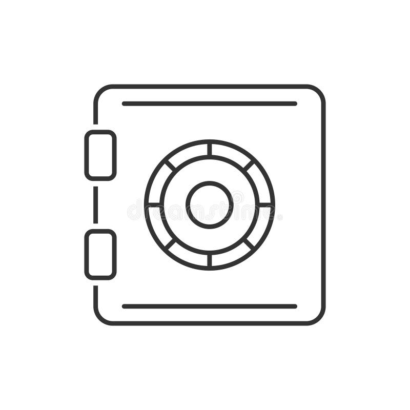 Safe Box Outline Icon Vector Sign and Symbol Isolated on White ...