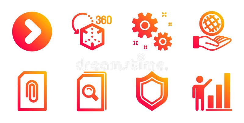 Safe Planet, Attachment and Work Icons Set. Forward, Augmented Reality ...