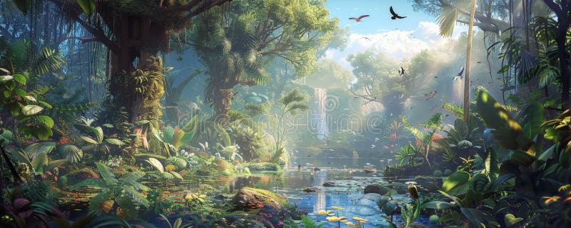 A Safe Planet Backdrop with a Thriving Forest Ecosystem, Showcasing ...
