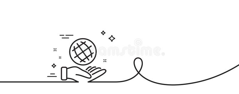 Safe Planet Line Icon. World Sign. Ecology. Continuous Line with Curl ...