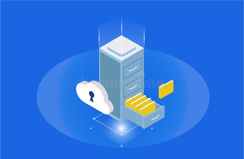 Safe Save Data and Information, Technology Business Isometric ...