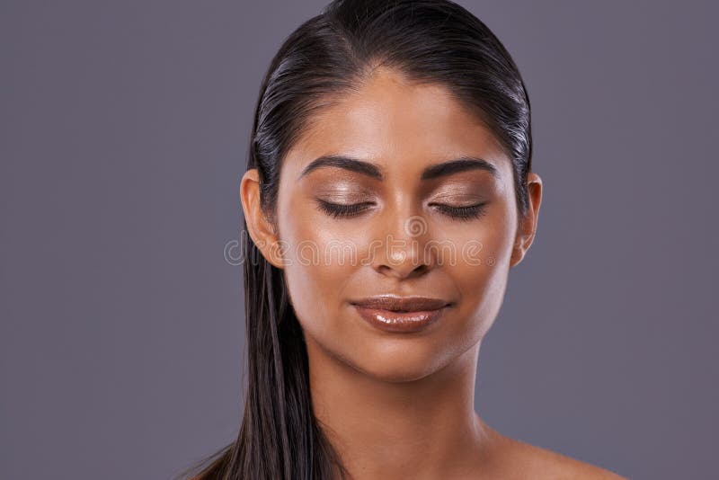 Safe and Secure in Her Natural Beauty. a Beautiful Young Woman Posing ...