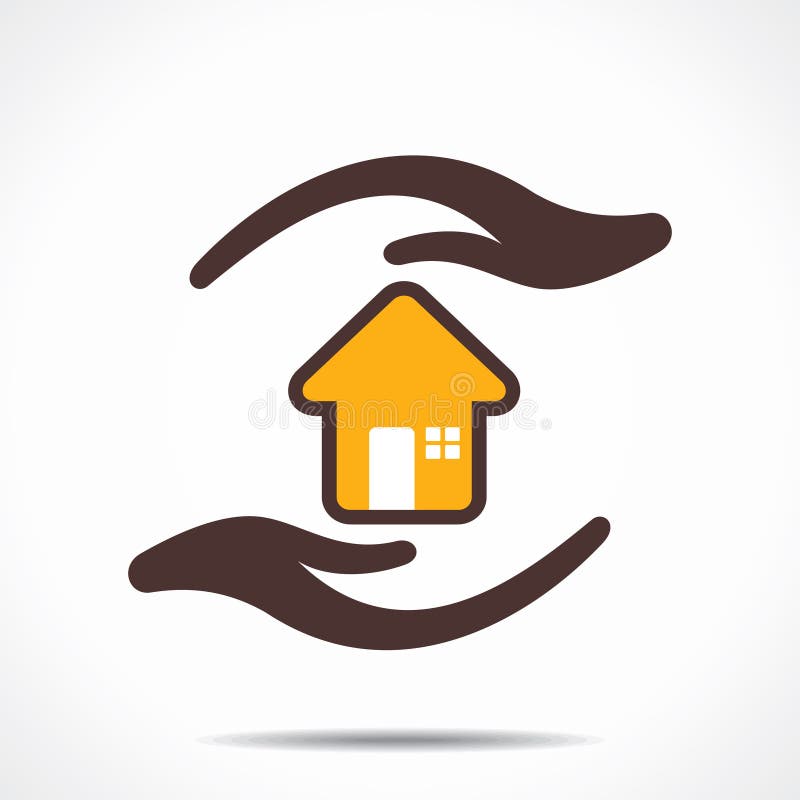 House Family Caregiver with Hand and Home Logo Stock Illustration ...