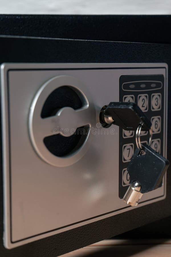 Safe or Security Box with Key and Digital Keypad Stock Photo - Image of ...