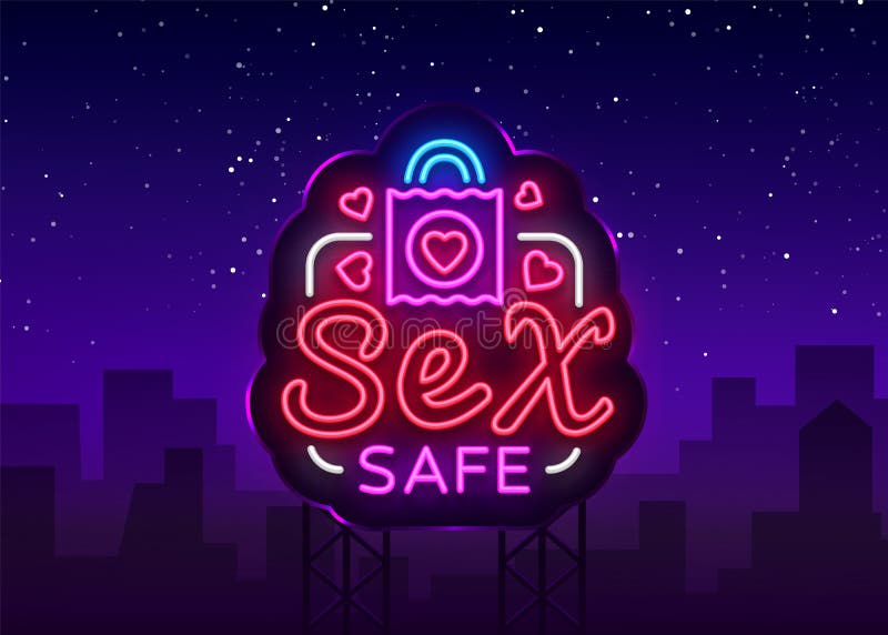 Safe Sex Design Template Safe Sex Condom Concept For Adults In Neon