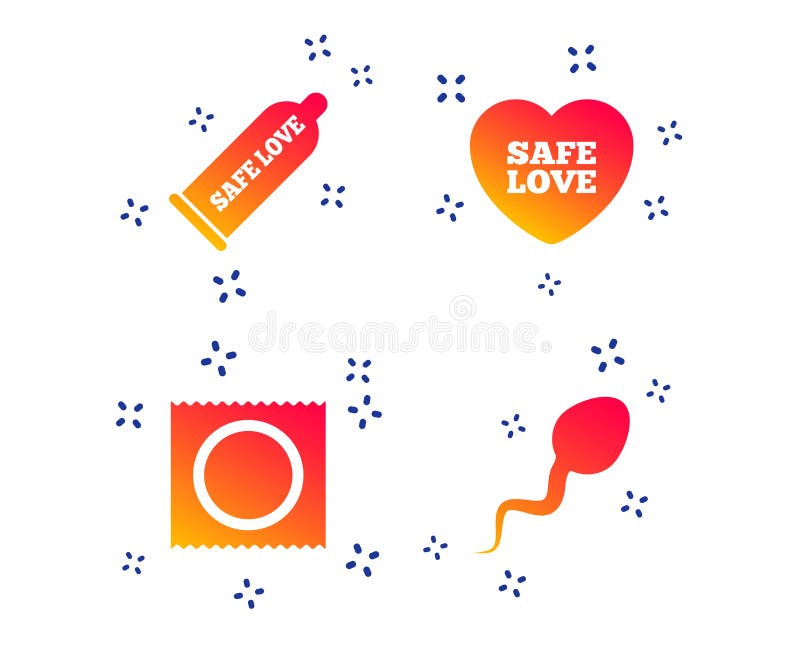 Safe Sex Love Icons Condom In Package Symbols Vector Stock Vector Illustration Of Protection