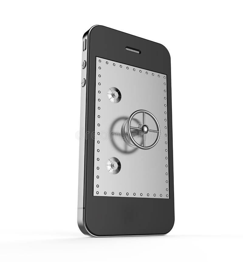Safe in a smartphone stock illustration. Illustration of lock - 58656433