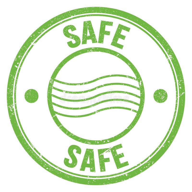 SAFE Text Written on Green Round Postal Stamp Sign Stock Illustration ...