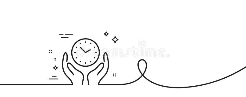 Safe Time Line Icon. Clock Sign. Hold Watch. Continuous Line with Curl. Vector Stock ...