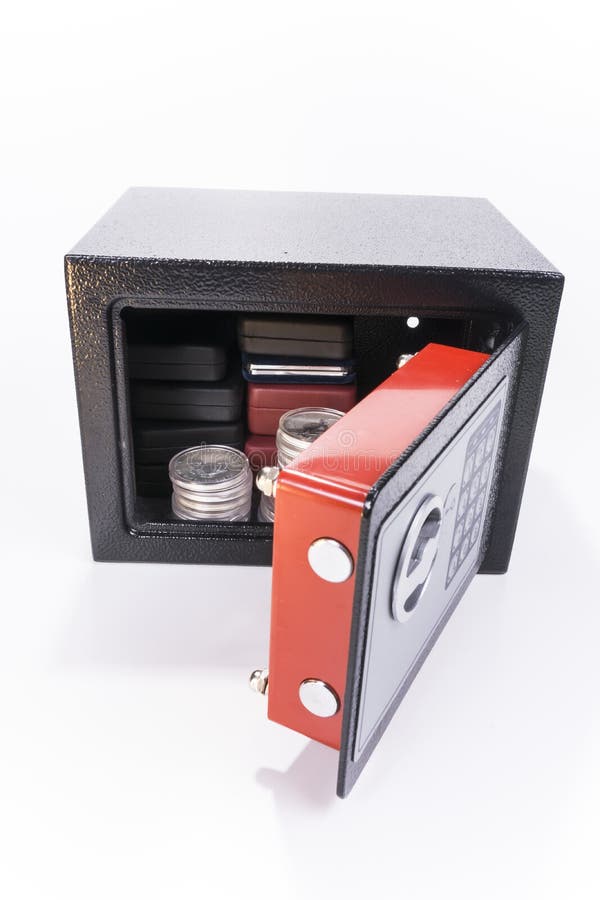 Safe, Valuables, Coin Collection, White Background Stock Photo - Image ...