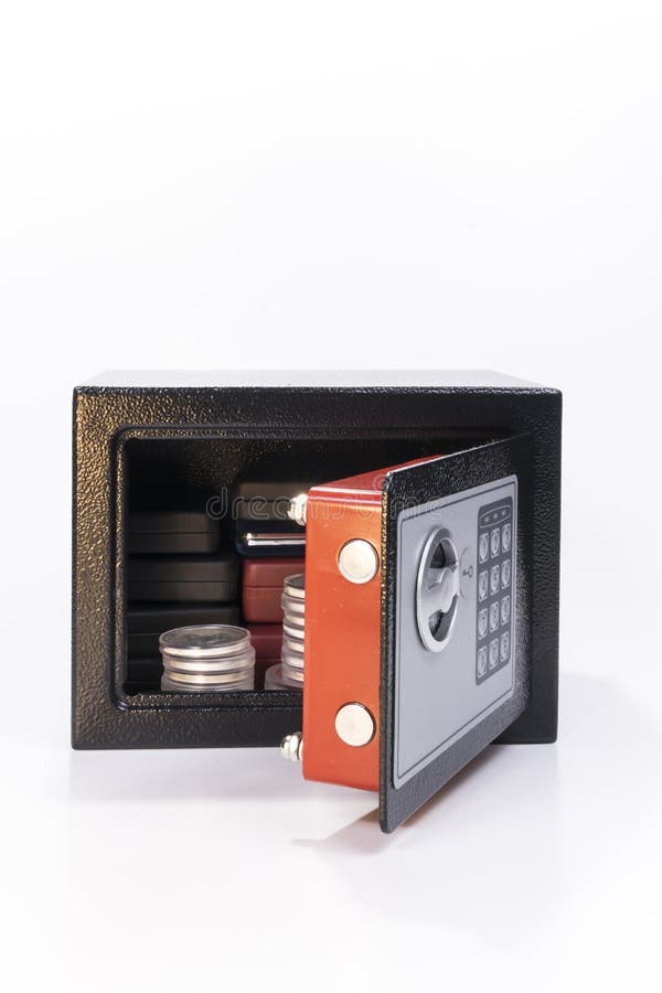 Safe, Valuables, Coin Collection, White Background Stock Photo - Image ...