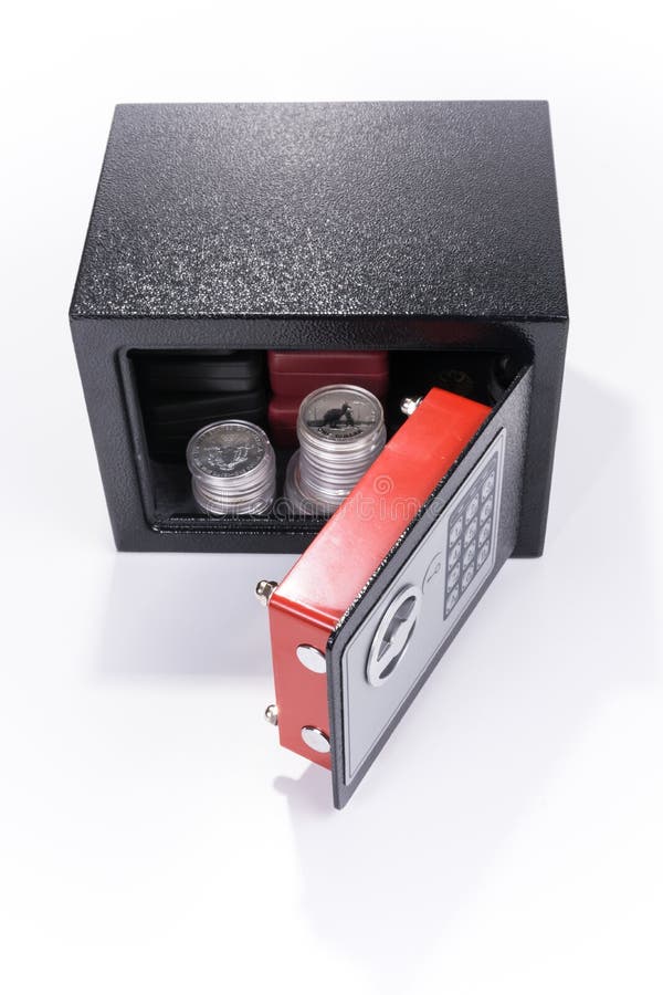 Safe, Valuables, Coin Collection, White Background Stock Photo - Image ...