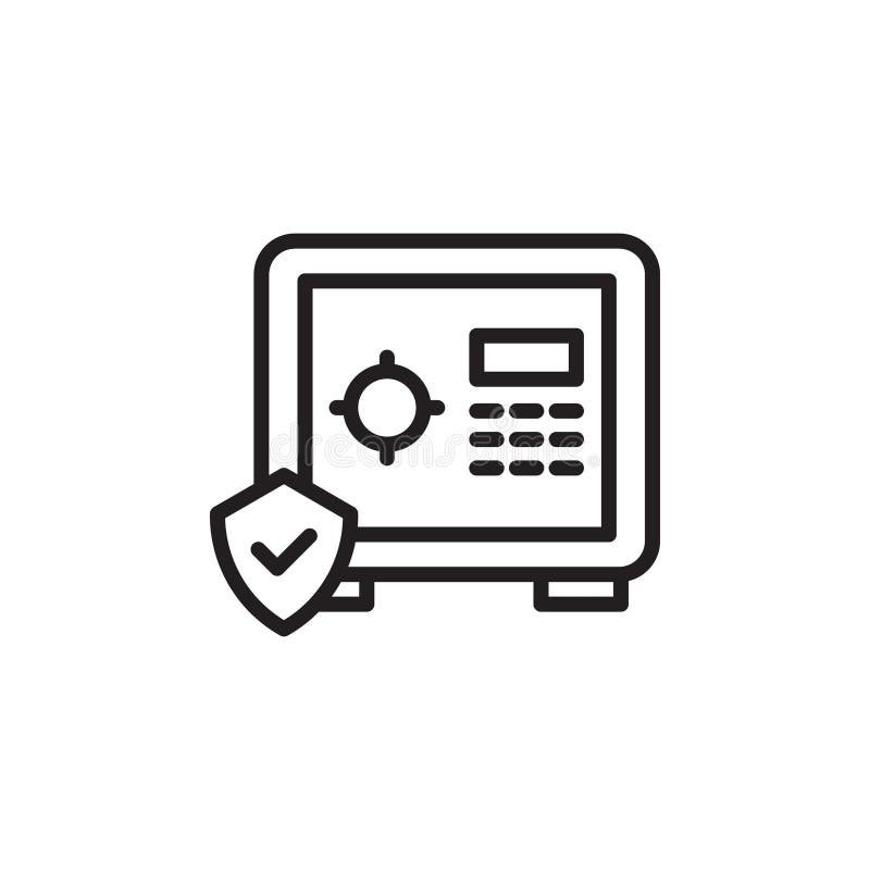 Safe Vault Box Icon Outline Vector for Web Ui Stock Vector ...