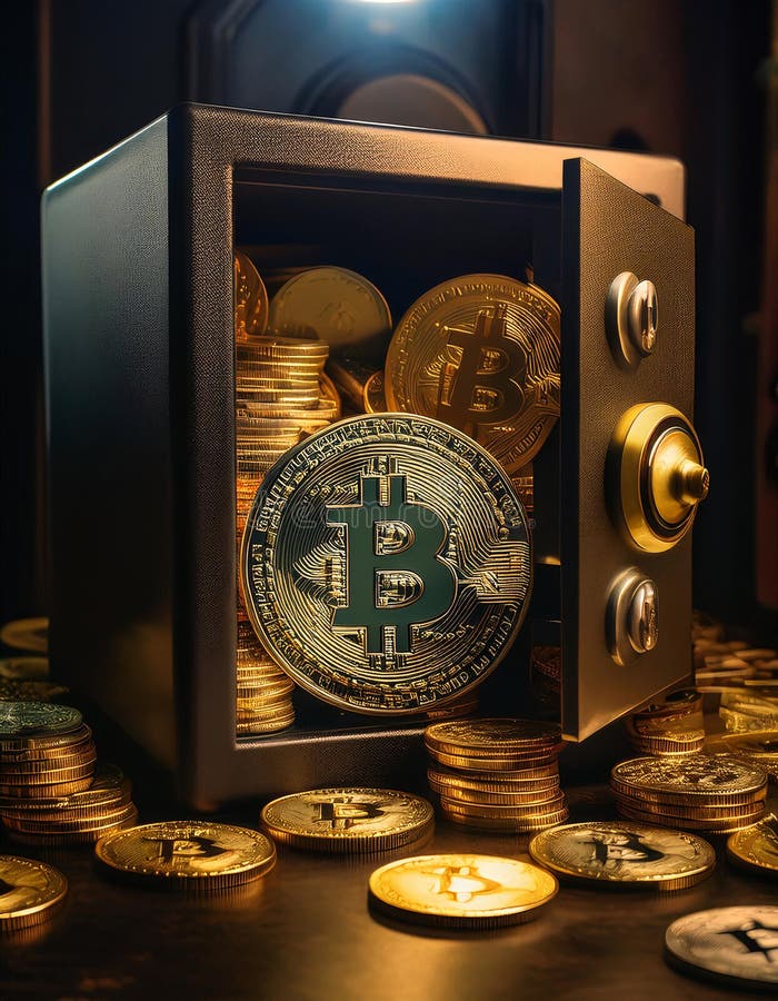 A Safe Vault Overflowing with Golden Bitcoin Coins, Symbolizing the ...