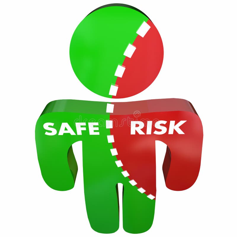 Safe Vs Risk Security Danger Person Survey Stock Illustration ...