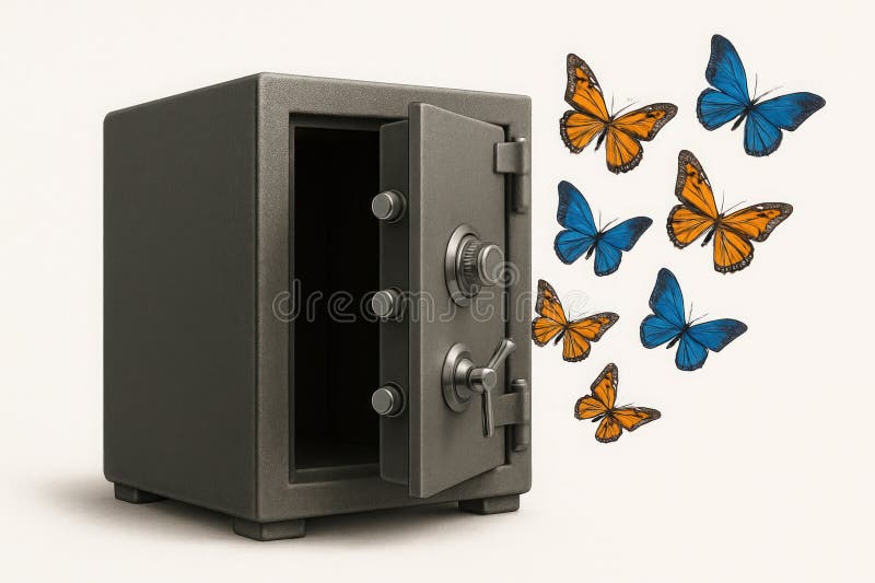 A Safe from Which Butterflies Fly Out. Stock Image - Image of colorful ...
