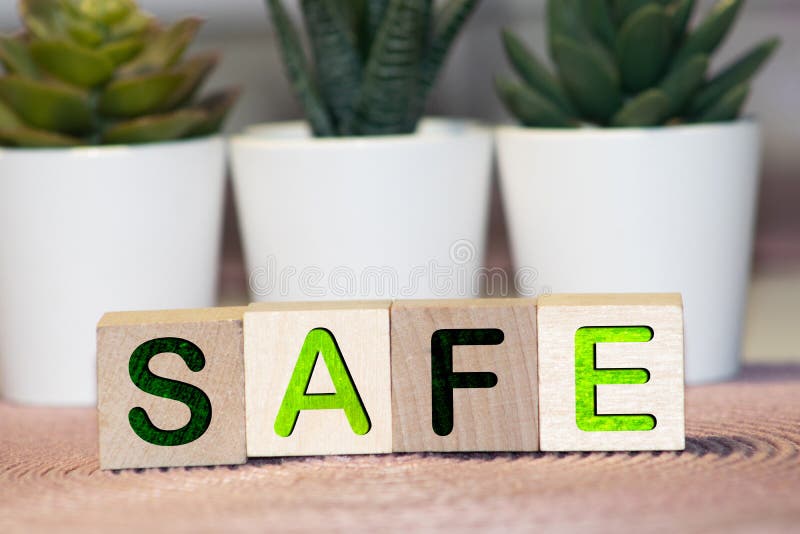 Safe Word Made with Building Blocks Isolated on White Stock Photo ...