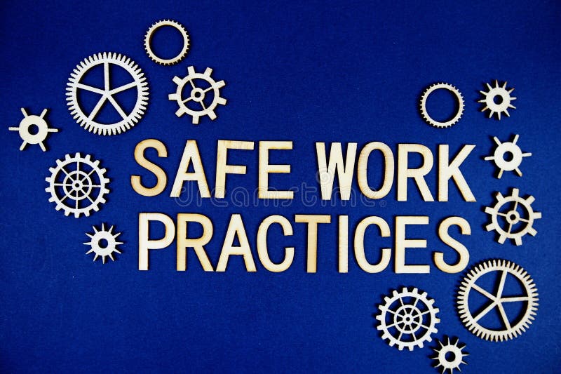 Safe Work Practices Alphabet Letters with Gears Element on Navy Blue ...