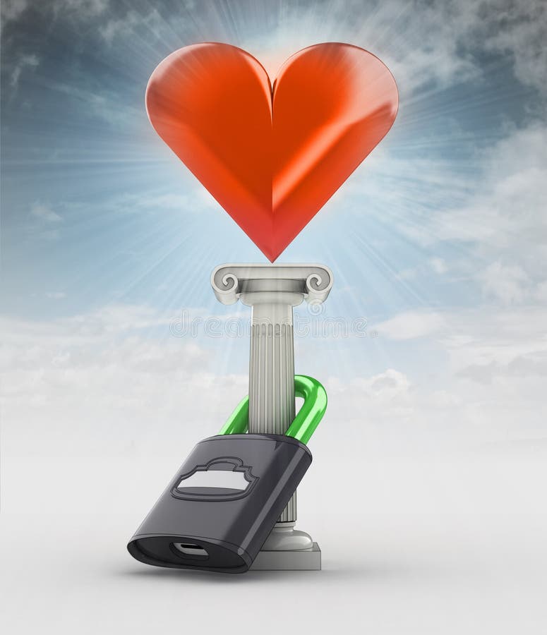 Safe Your Love Concept with Hearth in Heaven Stock Illustration ...