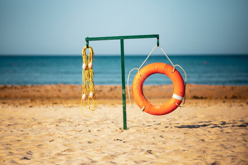 Safeguard Ring at the Beach Stock Image - Image of emergency, circle ...