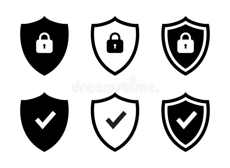 Lock and Check Mark Icon Vector in Circle Line. Padlock and Checkmark ...