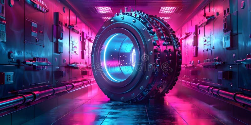 Safeguarding Privacy: a Futuristic Neon Digital Vault. Concept Privacy ...