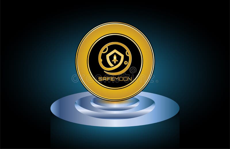 Safemoon Crypto Coin with Golden Colour and Dark Background, Currency ...