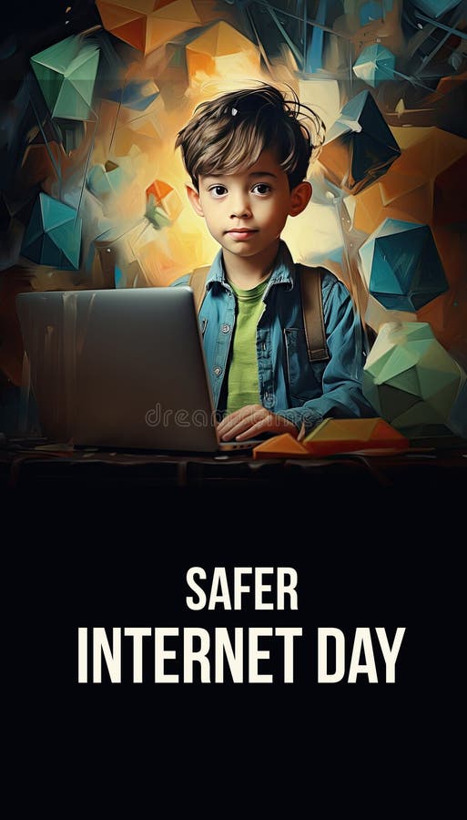 Safer Internet Day Banner Design with Illustration Boy with Laptop ... Safer Internet Day Banner Design with Illustration Boy with Laptop ...