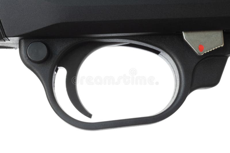 Safety, Action Release and Trigger on a 12 Gauge Shotgun Isolated Stock ...