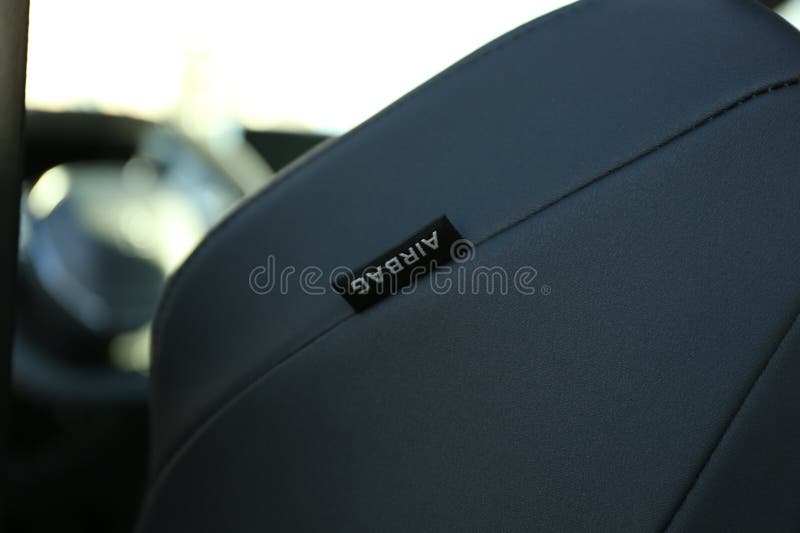 Safety Airbag Sign Inside of Modern Car, Closeup Stock Image - Image of ...