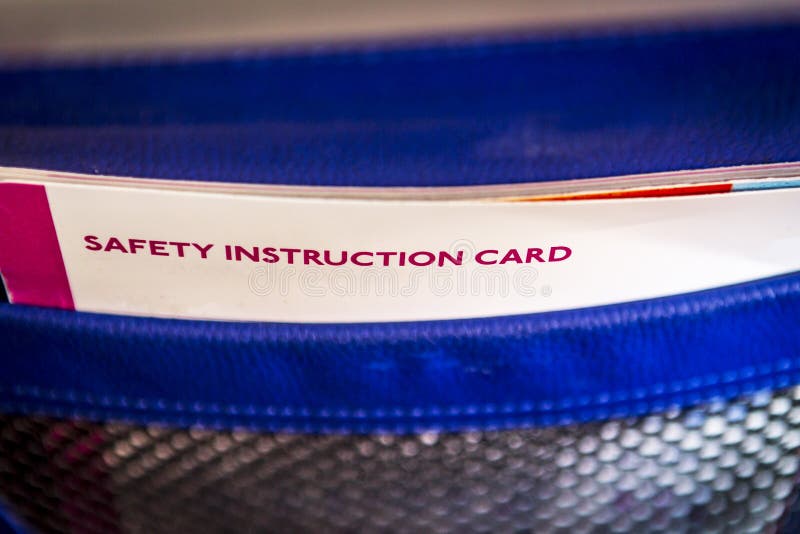 Instructions for Safety in an Airplane.safety Instruction Card. Stock ...