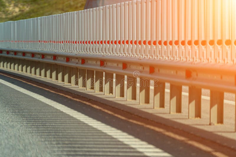 Safety Barriers on Highway. Anodized Safety Steel Barrier. Enhancing ...